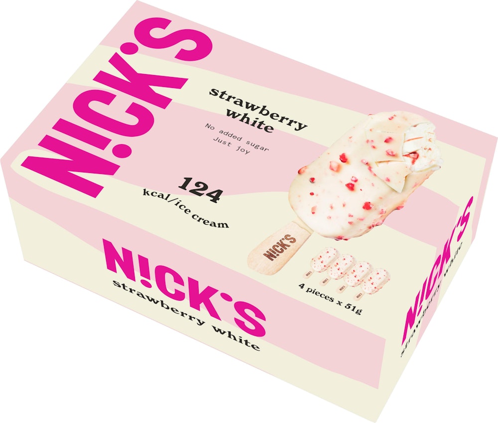 Glasspinne Jordgubb Vitchoklad 4 P Nicks Mathem